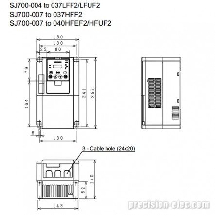 Buy SJ700-040HFUF2 - 5 HP Hitachi SJ700 Series VFD
