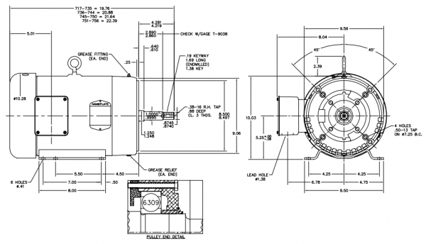 7.5 HP, Baldor Close Coupled Pump Motor, 3520RPM, 3PH, 60HZ, 213JM ...