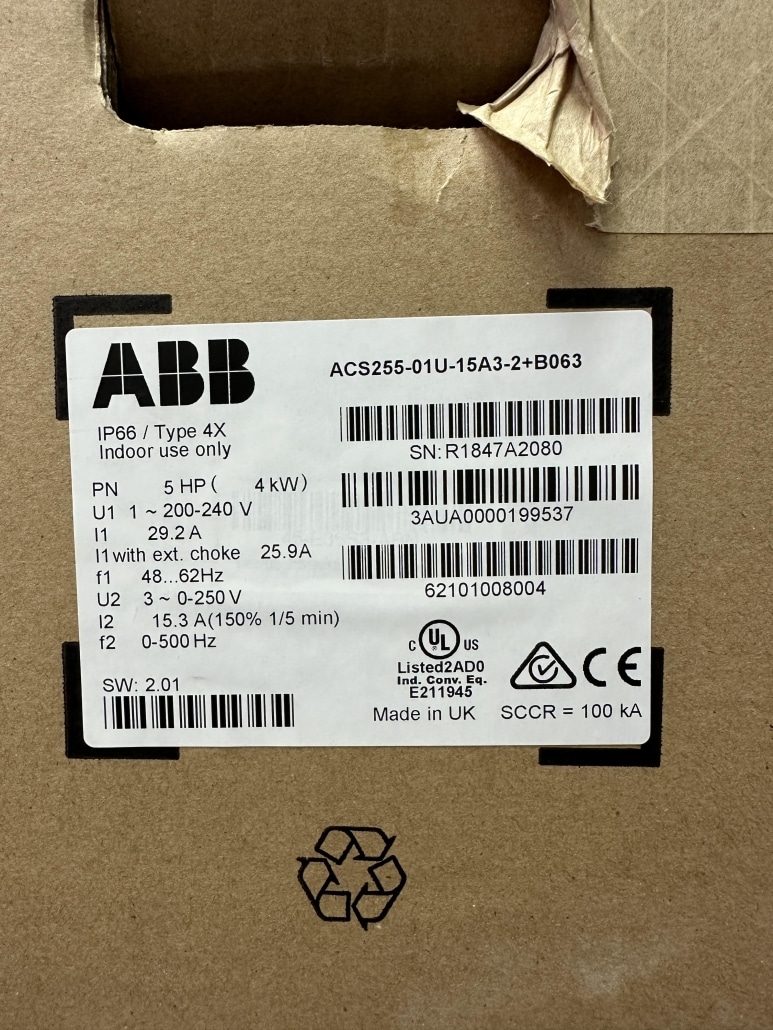 ABB - ACS255-01U-15A3-2+B063 - OPEN BOX